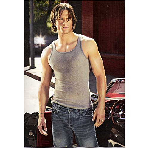 Supernatural Jared Padalecki as Sam Winchester in Tank Standing by Car 8 x 10 Photo