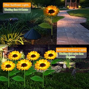 Solar Garden Lights Outdoor, 6 Pack Sunflower Lights 20 Hours Working Time with Remote, 8 Modes Garden Decor Waterproof Decorative Garden Stakes Christmas Gift for Grave Patio Yard Pathway Wedding