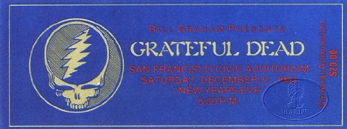 1983 New Years Promo Concert Ticket San Francisco Civic Auditorium for Grateful Dead