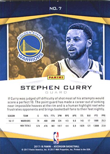 2017-18 Panini Ascension #7 Stephen Curry Golden State Warriors Basketball Card