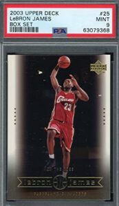 lebron james 2003 upper deck box set rookie basketball card rc #25 graded psa 9