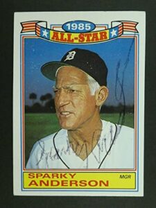 sparky anderson signed baseball card with jsa coa