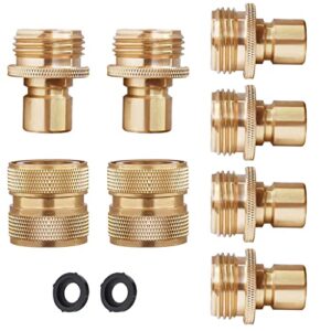 plg brass 8-piece quick connect garden hose fittings, 6 male and 2 female set