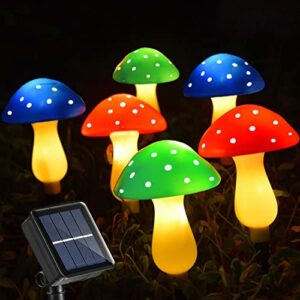 viewpick outdoor solar mushroom lights led solar garden decor stake lights, 8 lighting modes solar yard ornament lights, outdoor waterproof solar lights for outside decorations (1 pack 6 mushrooms)