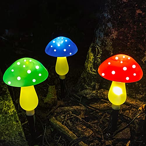 Viewpick Outdoor Solar Mushroom Lights LED Solar Garden Decor Stake Lights, 8 Lighting Modes Solar Yard Ornament Lights, Outdoor Waterproof Solar Lights for Outside Decorations (1 Pack 6 Mushrooms)