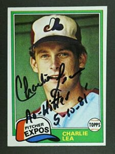 charlie lea signed baseball card with jsa coa