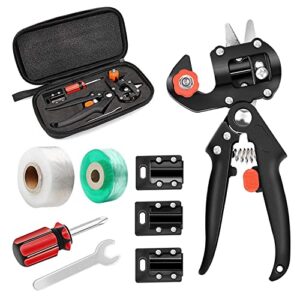 krewey 2-in-1 garden grafting tools pruner kit, v-graft omega-graft and u-graft, plant branch vine fruit tree cutting tool kits scissors