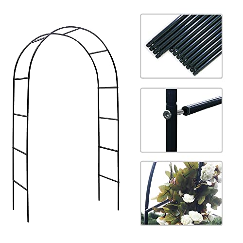 JP Outdoor Garden Arch, Steel Garden Arch Arbor Trellis for Climbing Plants, Indoor Outdoor Wedding Party Decoration, 7'8inch H x 4'5inch W, Dark Green (GM)