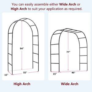 JP Outdoor Garden Arch, Steel Garden Arch Arbor Trellis for Climbing Plants, Indoor Outdoor Wedding Party Decoration, 7'8inch H x 4'5inch W, Dark Green (GM)