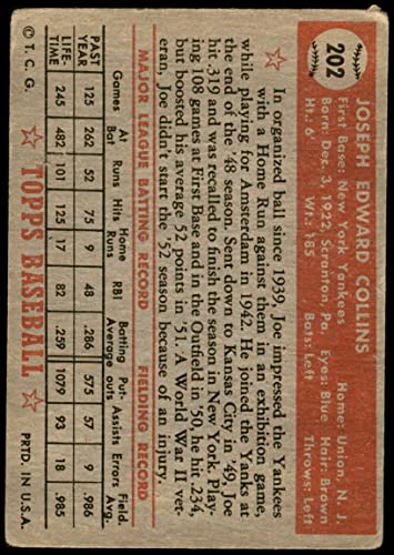 1952 Topps # 202 Joe Collins New York Yankees (Baseball Card) FAIR Yankees