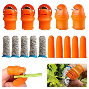 15 pack upgrade gardening silicone thumb knife harvesting tool, vegetable plant fruit picking knife, separator finger plant fruit picking knife garden tool (large)