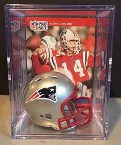 new england patriots nfl helmet shadowbox w/ steve grogan card