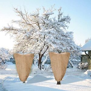 2 Pack Burlap Winter Plant Cover Bags- 23.6 × 39.4 inch Plant Frost Protector with Drawstring Reusable Plant Covers Freeze Protection Tree Freeze Blanket for Outdoor Garden Plants from Animal Eating