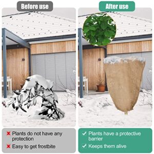 2 Pack Burlap Winter Plant Cover Bags- 23.6 × 39.4 inch Plant Frost Protector with Drawstring Reusable Plant Covers Freeze Protection Tree Freeze Blanket for Outdoor Garden Plants from Animal Eating