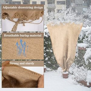 2 Pack Burlap Winter Plant Cover Bags- 23.6 × 39.4 inch Plant Frost Protector with Drawstring Reusable Plant Covers Freeze Protection Tree Freeze Blanket for Outdoor Garden Plants from Animal Eating