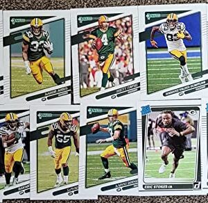 2021 Panini Donruss Football Green Bay Packers Team Set 14 Cards (Includes Aaron Rodgers Brett Favre and Devante Adams Variation Card) W/Drafted Rookies Aaron Rodgers