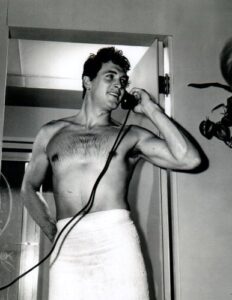 rock hudson shirtless on telephone 8×10 photo #p4316