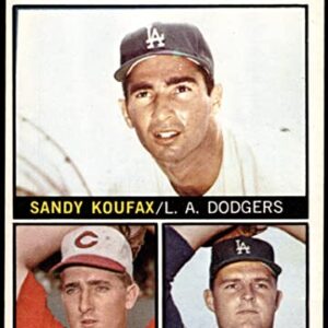 1964 Topps # 5 NL Strikeout Leaders Sandy Koufax / Jim Maloney / Don Drysdale Dodgers / Reds (Baseball Card) Dean's Cards 5 - EX Dodgers / Reds