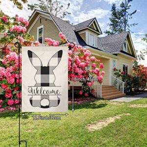 Welcome Easter Bunny Spring Small Garden Flag Farmhouse Vertical Double Sided Burlap Yard Outdoor Decor Black 12.5 x 18 Inches (110756)