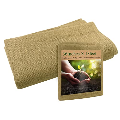 Burlap Garden Fabric Roll - 36" x18 Feet Long Burlap Rolls-Multipurpose Natural Burlap Fabric Jute Material for Plants,Erosion Control and Weed Barrier