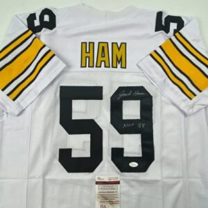 Autographed/Signed Jack Ham HOF 88 Pittsburgh White Football Jersey JSA COA