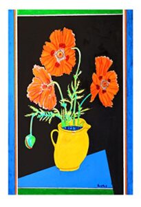 poppies in a yellow vase