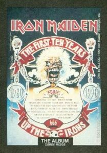 the album artwork sticker card (derek riggs, iron maiden) 1991 brockum rockcards