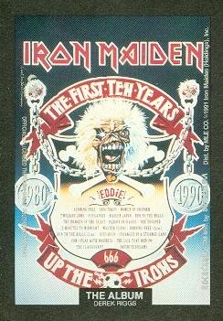 The Album artwork sticker card (Derek Riggs, Iron Maiden) 1991 Brockum Rockcards