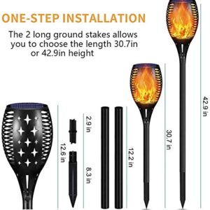 YoungPower Solar Outdoor Torch Lights LED Landscape Lighting 43" Solar Outdoor Path Lights Waterproof Solar Flame Lights Torch Dusk to Dawn Auto On/Off Security for Garden Yard Patio, 4 Pack