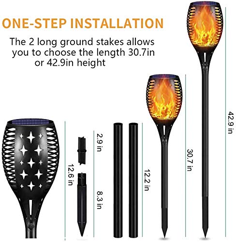 YoungPower Solar Outdoor Torch Lights LED Landscape Lighting 43" Solar Outdoor Path Lights Waterproof Solar Flame Lights Torch Dusk to Dawn Auto On/Off Security for Garden Yard Patio, 4 Pack