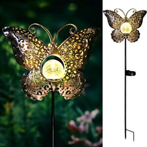 neemor solar garden butterfly lights outdoor stake lights metal solar powered garden lights decorative memorial birthday gifts for mom women lawn patio yard decor warm white