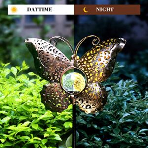 neemor Solar Garden Butterfly Lights Outdoor Stake Lights Metal Solar Powered Garden Lights Decorative Memorial Birthday Gifts for Mom Women Lawn Patio Yard Decor Warm White