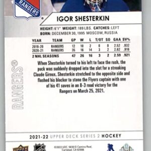 2021-22 Upper Deck #371 Igor Shesterkin New York Rangers Series 2 NHL Hockey Trading Card