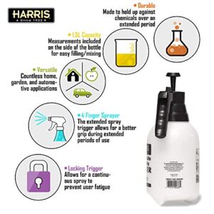 HARRIS Continuous Hand Pump Pressure Sprayer for Home, Lawn, Garden, Car Detailing and More, 1.5L