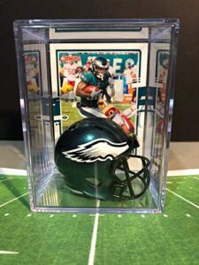 philadelphia eagles nfl helmet shadowbox w/miles sanders card