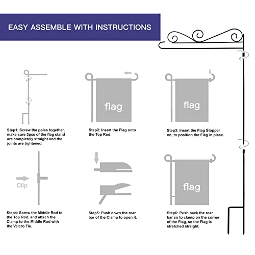 YEAHOME Garden Flag Holder Stand, Metal Powder-Coated Flagpole Premium Yard Flag Holder Weather-Proof for American Flag, Garden Flag, Outdoor Garden Decor