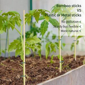 50 Pack 15.8 inch Bamboo Plant Stakes,Plant Sticks Support,Floral Plant Support Wooden,Indoor Gardening Plant Supports,Wooden Sign Posting Garden Sticks,with 4" Wires (100 pcs)