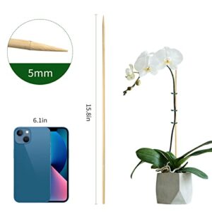 50 Pack 15.8 inch Bamboo Plant Stakes,Plant Sticks Support,Floral Plant Support Wooden,Indoor Gardening Plant Supports,Wooden Sign Posting Garden Sticks,with 4" Wires (100 pcs)