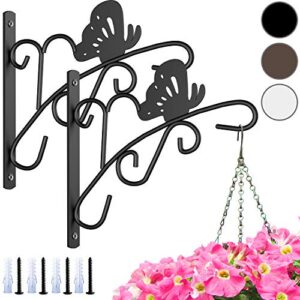 amagabeli 2 pack hanging plants bracket 11″ wall planter hooks hangers flower pot bird feeder wind chimes lanterns patio garden for outdoor indoor fence screw mount against door arm hardware bg1551