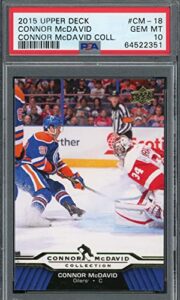 connor mcdavid 2015 upper deck hockey rookie card rc #cm-18 graded psa 10