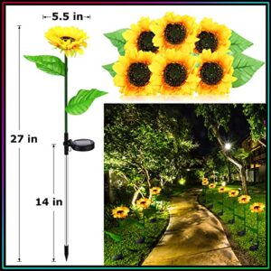 10 Pack Sunflower Solar Lights Outdoor Artificial Sunflower Garden Stake Lights Waterproof Sunflower Shape LED Landscape Lights for Home Office Party Yard Garden Lawn Porch Walkway Decoration