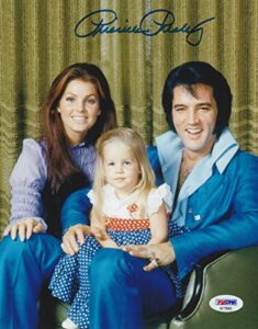 priscilla presley autographed w/elvis & lisa marie family photo psa/dna coa