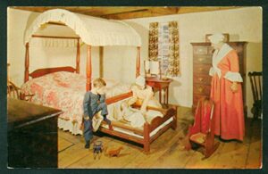 richardson bedroom salt box house old sturbridge village massachusetts ma vintage postcard