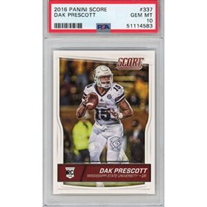 graded 2016 panini score dak prescott #337 rookie rc football card psa 10 gem mint