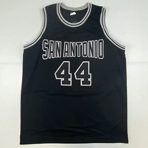 Autographed/Signed George Gervin San Antonio Black Basketball Jersey Beckett BAS COA