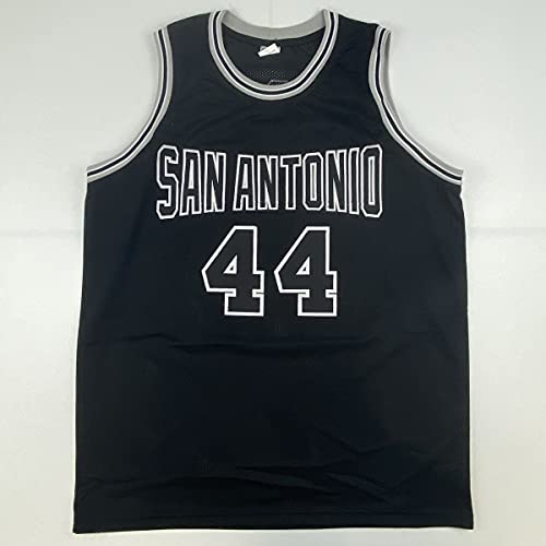 Autographed/Signed George Gervin San Antonio Black Basketball Jersey Beckett BAS COA