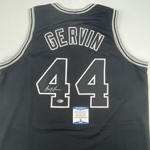 Autographed/Signed George Gervin San Antonio Black Basketball Jersey Beckett BAS COA