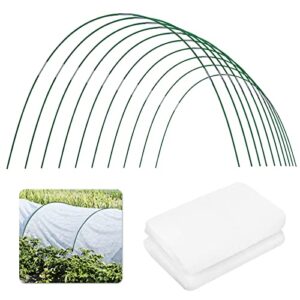 50pcs 17in greenhouse hoops kit with 9.8 x 29.5 ft plant cover netting, detachable fiberglass grow tunnel frame for diy plant support indoor outdoor garden raised bed