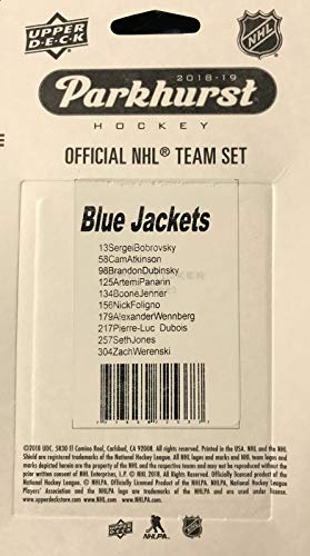 Columbus Blue Jackets 2018 2019 Upper Deck PARKHURST Series Factory Sealed Team Set including Artemi Panarin, Sergei Bobrovsky and Brandon Dubinsky Plus 7 Others