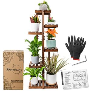 bonadecor plant stand for indoor plants – multiple tier wood plant shelf indoor, 6-tiered corner tall plant stand outdoor, plant holders, plant rack, plant pots, planters & flowers stand for garden